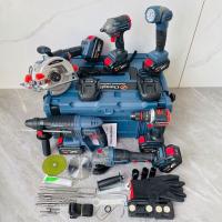 China 6-Piece 21V Lithium Brushless Power Tool Set Cordless Impact Drill Angle Grinder Rotary Hammer Combo Kit OEM Customization for sale
