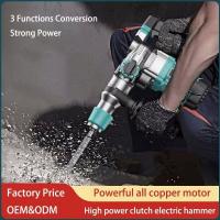 China 110V 3 in 1 Jack Hammer 220V Home Electric Pick High Power Concrete Breakers SDS Wall Demolition Rotary Hammer Impact Drill Set for sale