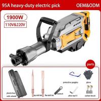 China 110V Heavy Duty Jack Hammer Handheld Electric Pick 220V High Power Concrete Breakers Rotary Demolition Impact Hammer Drill Set for sale