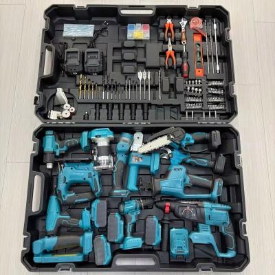 China 12pcs Battery Power Tool Kits Electric Hammer Drill Brushless Angle Grinder Cordless Wrench Portable Saw Combination Tool Set for sale