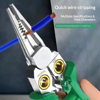 China 8 in 1 Stainless Steel Wire Stripper Pliers with Voltage Tester Multi Function Cable Cutter Crimper Electrician Tool Stripping for sale