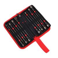 China 16-Piece Chrome Finish Plastic Handle Magnetic Screwdriver Bit Set DIY OEM Adjustable Torque Home Tool Kit Portable for sale