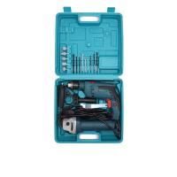 China Multifunctional Household Electric Tool Set Angle Grinder Hand Electric Drill & Polishing Machine in Plastic Box for sale