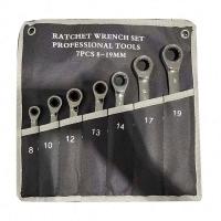 China 7PCS Ratchet Wrenches CRV Steel  with Metric and SAE 72-Tooth Box End and Open End Standard Wrench Set with Organizer Cloth Bag for sale