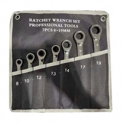 China 7PCS Ratchet Wrenches CRV Steel  with Metric and SAE 72-Tooth Box End and Open End Standard Wrench Set with Organizer Cloth Bag for sale