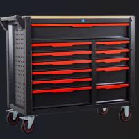 China Cheap Green Metal Tool Trolley Industrial OEM Customizable 10 Drawers 1Door Pegboard Back Panel 500kg Load Capacity Wholesale for sale