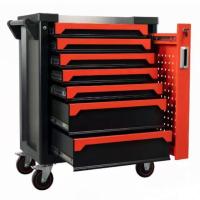 China 7-Drawer Rolling Tool Chest Cabinet with Pegboard Steel Iron Metal Construction Powder Coating Finish OEM Customizable for sale
