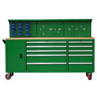 China Green Iron Cabinet Industrial Tool Storage Trolley with Multiple Drawers Pegboard Back Panel JimBon Wholesale for sale