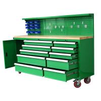 China Green Iron Cabinet Industrial Tool Storage Trolley with Multiple Drawers Pegboard Back Panel JimBon Wholesale for sale