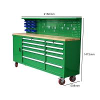China Green Iron Cabinet Industrial Tool Storage Trolley with Multiple Drawers Pegboard Back Panel JimBon Wholesale for sale