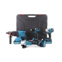 China Professional 21V Brushless Motor Cordless Tool Set 4-in-1 LI-ion Battery Includes Drill Angle Grinder Hammer Wrench Industry Use for sale