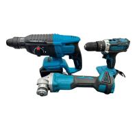 China Hot Sale Portable Cordless Rechargeable Carbon Steel Angle Grinder Impact Hammer Drill Kit OEM Lithium Power Tool Set 1 Year for sale