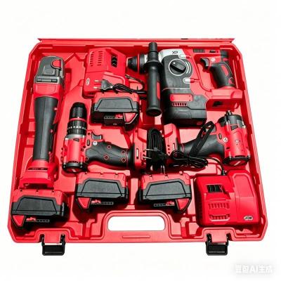 China Portable Electric Tool Set - Electric Drill, Electric Hammer, Angle Grinder, Wrench Set, Four-piece Combination, Lithium Battery for sale