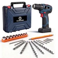 China Professional Electric Impact Cordless Drill Battery 21V Household Lithium-powered Hand Tool Kit for sale