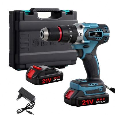 China 21v Portable Electric Drill Kit - Factory Source Cordless Impact Drill Motor Tool, with Speed Control and Lithium Battery for sale