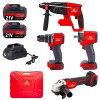China 4-piece Cordless Power Tool Kit - Electric Hammer, Angle Grinder, Electric Drill, Wrench, with Lithium Battery for sale