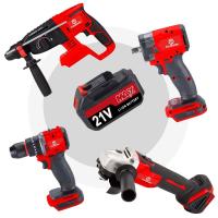 China 4-piece Cordless Power Tool Kit - Electric Hammer, Angle Grinder, Electric Drill, Wrench, with Lithium Battery for sale