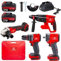 China 4-piece Cordless Power Tool Kit - Electric Hammer, Angle Grinder, Electric Drill, Wrench, with Lithium Battery for sale