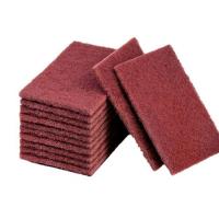 China 7447 Scouring Pad Sheets Red Heavy Duty Hand Polishing Pad Scouring Polishing Pad for sale