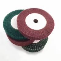 China 120x100x19mm Medium Hardness 25mm Non Woven Wire Abrasive Surface Conditioning Drawing Polishing Burnishing Flap Wheel OEM for sale