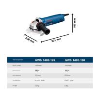 China GWS 1400-125/150 Angle Grinder 1400W 125mm Professional Metal Wood Cutting Polishing Grinding Power Tool for sale