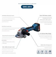 China 18V Brushless Cordless Angle Grinder GWS 18V‑8 100mm 11000RPM M10 Thread Power Cutting Grinding Tool for sale