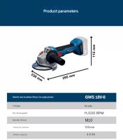 China 18V Brushless Cordless Angle Grinder GWS 18V‑8 100mm 11000RPM M10 Thread Power Cutting Grinding Tool for sale