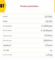 China DEWALT DCF892 18V XR Brushless Cordless Impact Wrench 812Nm 1/2