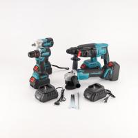 China Multi-functional Four-piece Rechargeable Lithium Battery Electric Tool Set Including Drill Angle Grinder Hammer for for sale