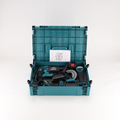 China Multi-functional Four-piece Rechargeable Lithium Battery Electric Tool Set Including Drill Angle Grinder Hammer for for sale