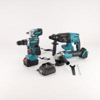 China Multi-functional Four-piece Rechargeable Lithium Battery Electric Tool Set Including Drill Angle Grinder Hammer for for sale