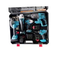 China Hot Selling Combination 5 Pcs Hand Electric Drill Electric Hammer Angle Mill Wrench Electric Saw Lithium Power Tool Set for sale