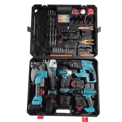 China Hot Selling Combination 5 Pcs Hand Electric Drill Electric Hammer Angle Mill Wrench Electric Saw Lithium Power Tool Set for sale