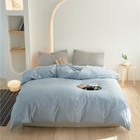 China Soft Natural Light Blue 100% Pure Long Staple Cotton Duvet Cover Bedding Set for sale