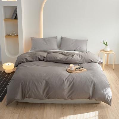China Light Gray 100% Pure Long Staple Cotton Duvet Cover Bedding Set Bed Clothes for sale