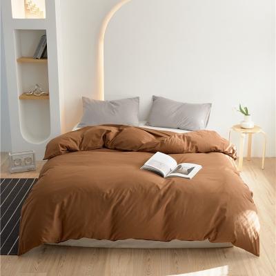China Modern Brown Pure Cotton Duvet Cover Bedding Set Pillow Case High Durability for sale