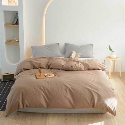China Solid Beige 100% Natural Cotton Duvet Cover Bedding Set Bed Sheet Customized Size for sale