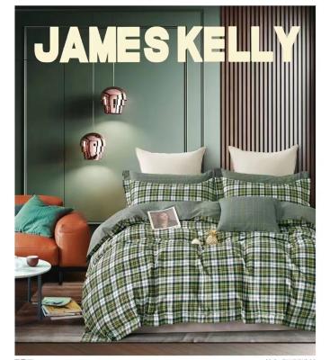 China Green White Check Design Cotton Reactive Print Duvet Cover Beddings for sale