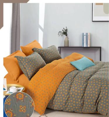 China Natural Washed Pure Cotton Jacquard Bedding Set Fitted Sheet for sale