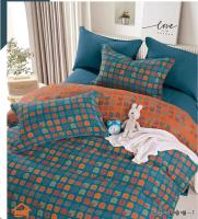 China Orange Blue Fashion Design Jacquard Cotton Bedding Set Duvet Cover Fitted Sheet for sale