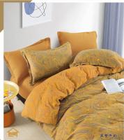China European Style Jacquard Washed Cotton Color Bedding Set Duvet Cover Pillow Case Fitted Sheet for sale