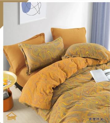 China European Style Jacquard Washed Cotton Color Bedding Set Duvet Cover Pillow Case Fitted Sheet for sale
