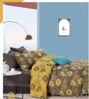 China Grey Yellow Jacquard Color Matching Soft Cotton Duvet Cover Bed Sheet Fitted Sheet for sale