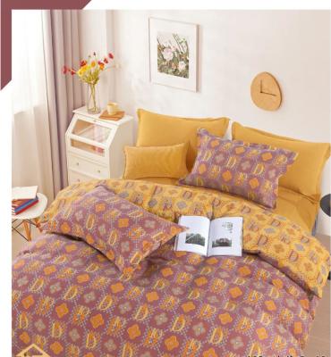 China Washed Cotton Fabric Double Jacquard Bedding Set Customized Size for sale