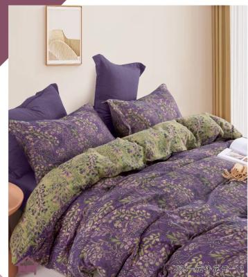 China Washed Cotton Bedding Set Color Weaving  Double Jacquard Fabric for sale