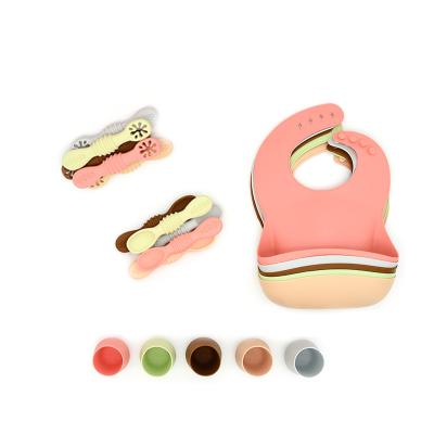 China Self Feeding Custom Silicone Baby Feeding Set Led Weaning Eating Utensils for sale