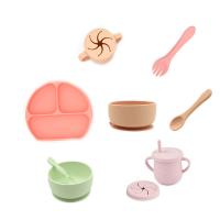 China Self Feeding Custom Silicone Baby Feeding Set Led Weaning Eating Utensils for sale