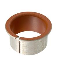 China Metal-Polymer Low Friction Plain Bearings Flange Bushing Red  Coated Collar Bushes for sale