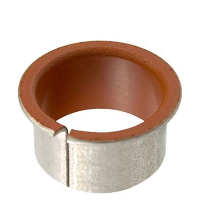 China Metal-Polymer Low Friction Plain Bearings Flange Bushing Red  Coated Collar Bushes for sale