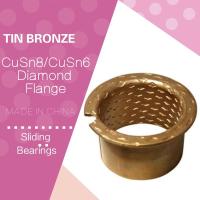 China CuSn8 Bronze Sleeve Flanged Bearings Diamond Indentations Or Stamped With Oil Grooves for sale